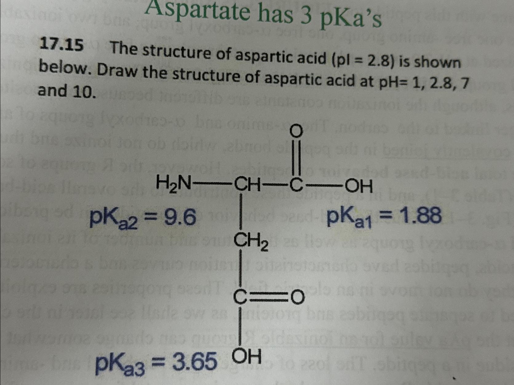 Solved Aspartate has 3 ﻿pKa's17.15 ﻿The structure of | Chegg.com