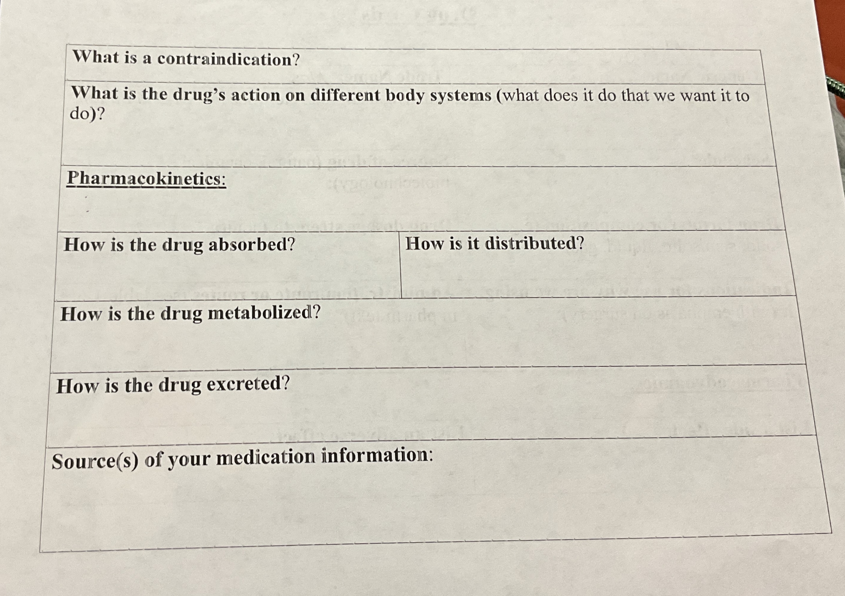 Solved What is a contraindication?What is the drug's action | Chegg.com