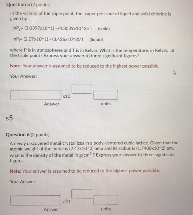 Solved Question 5 (2 points) In the vicinity of the triple | Chegg.com