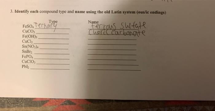 Solved 3. Identify each compound type and name using the old | Chegg.com