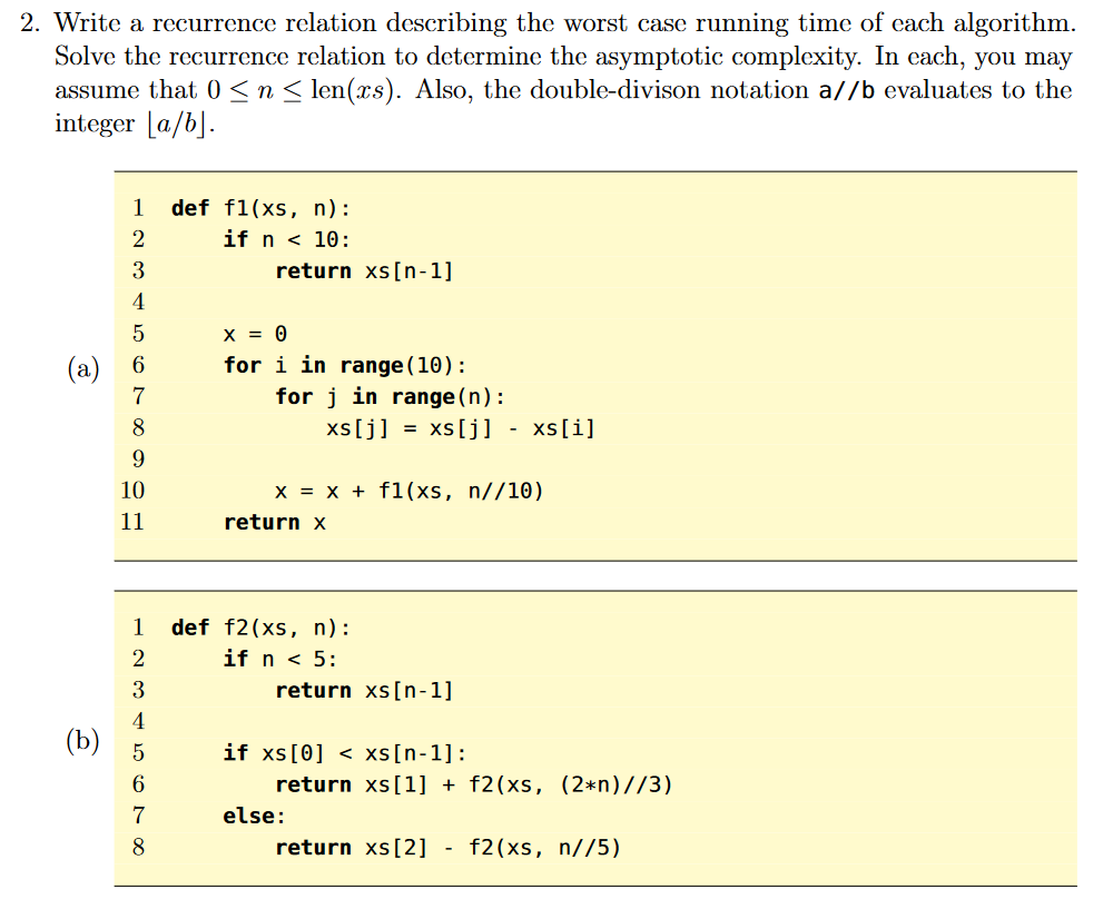 Solved Write A Recurrence Relation Describing The Worst Case 7776