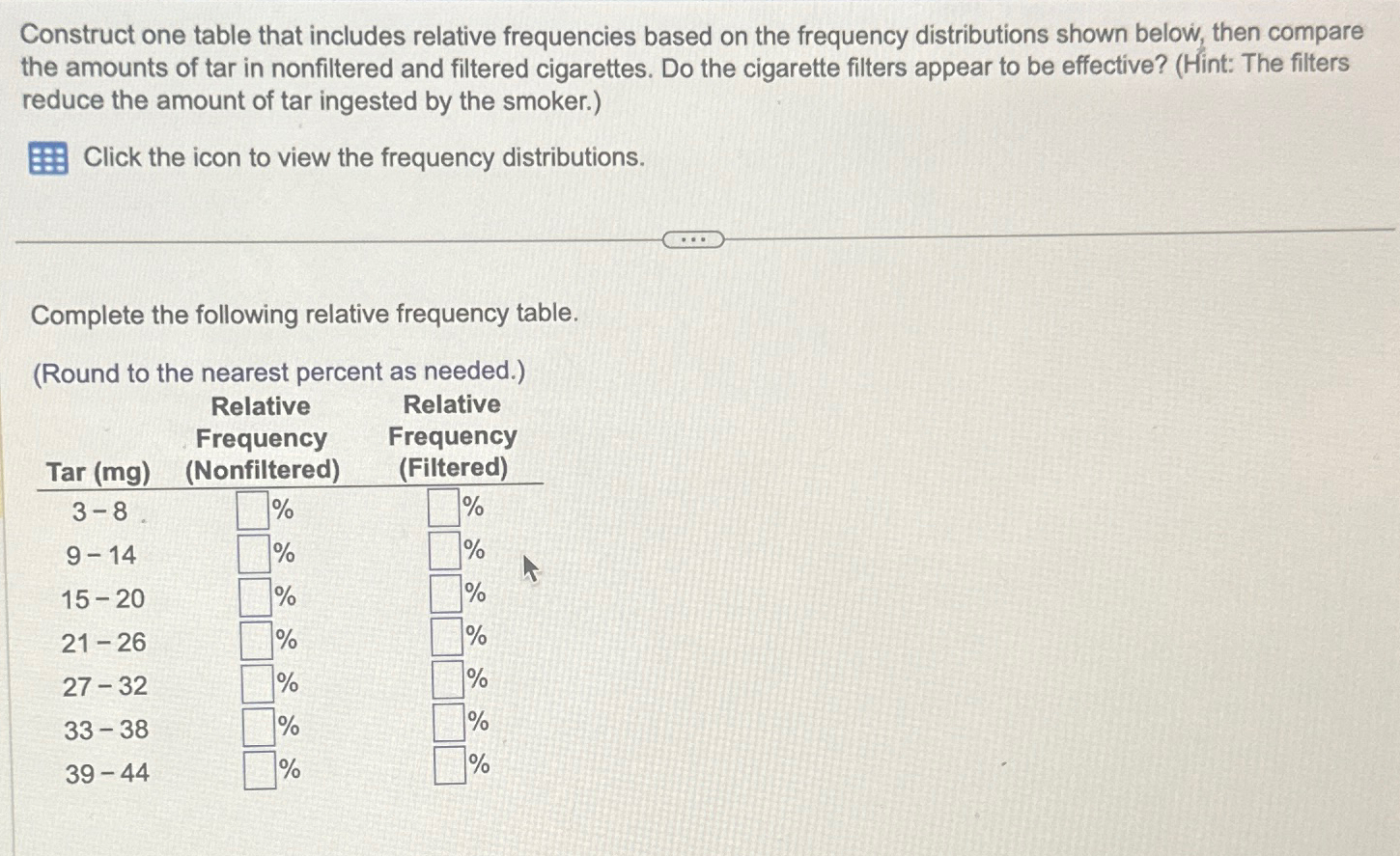 Construct one table that includes relative | Chegg.com