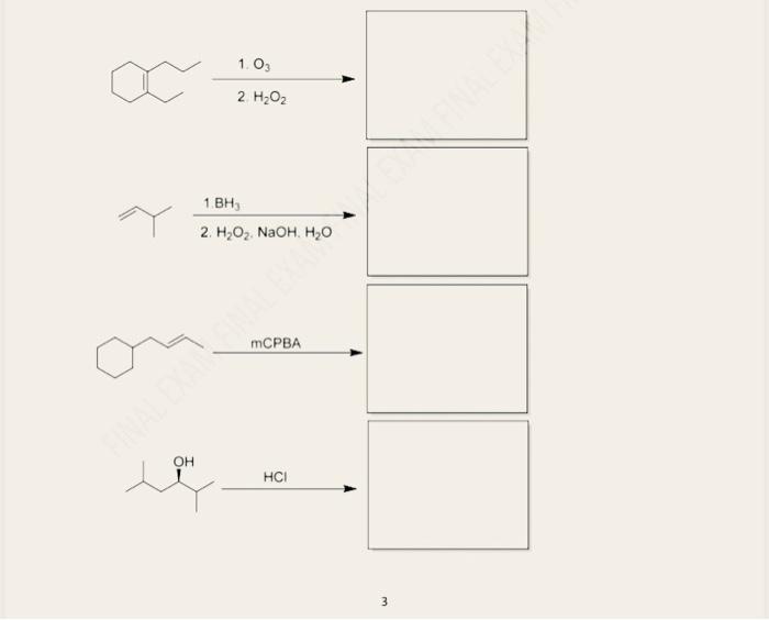 Solved 1.03 2 H2O2 1 BH, 2. H2O2. NaOH. H2O mCPBA OH HCI 3 | Chegg.com