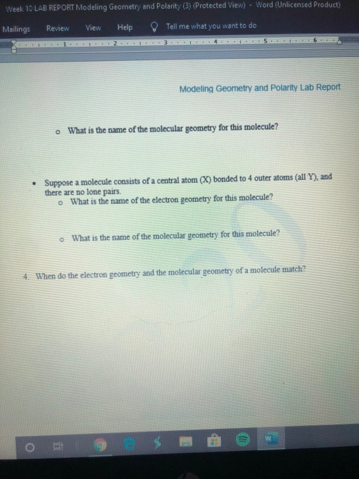 Solved Week 10 LAB REPORT Modeling Geometry and Polarity (3) | Chegg.com