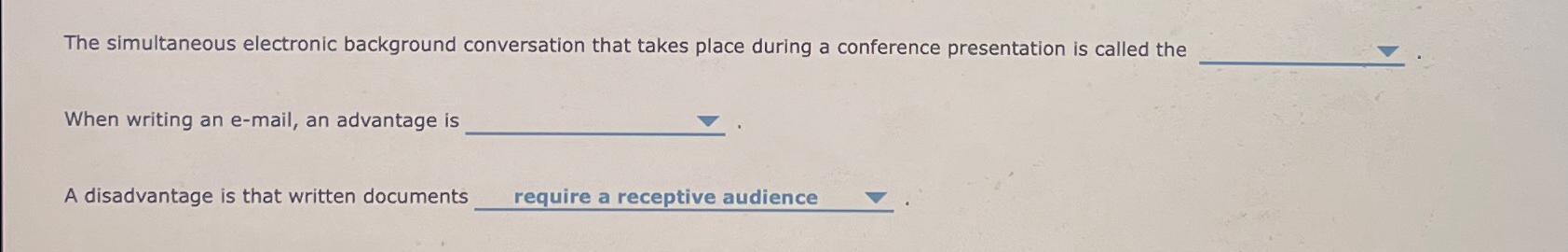 Solved The simultaneous electronic background conversation | Chegg.com