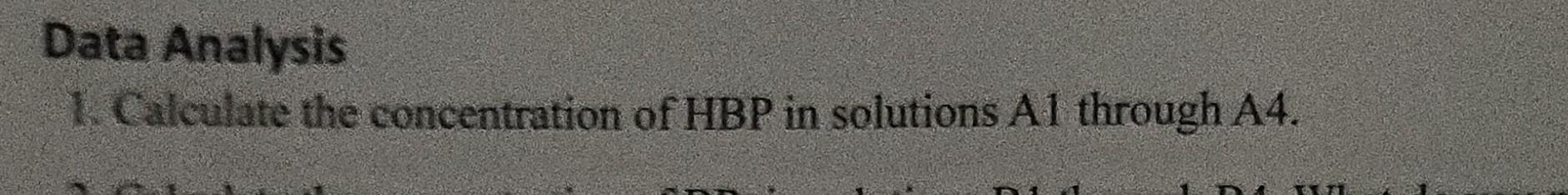 Solved Data Analysis 1. Calculate the concentration of HBP | Chegg.com