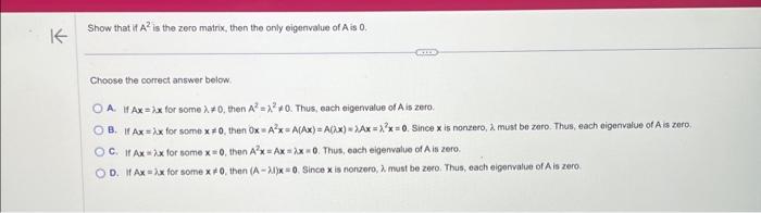 Show that iA2 is the zero matrix, then the only | Chegg.com
