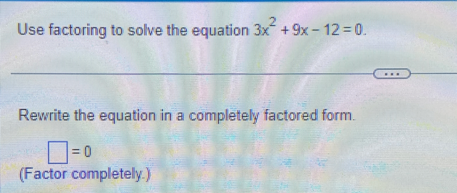 Solved Use factoring to solwe the equation | Chegg.com