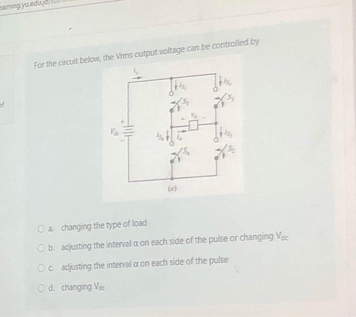 Solved For the circuit below, the Vrms output voltage can be | Chegg.com