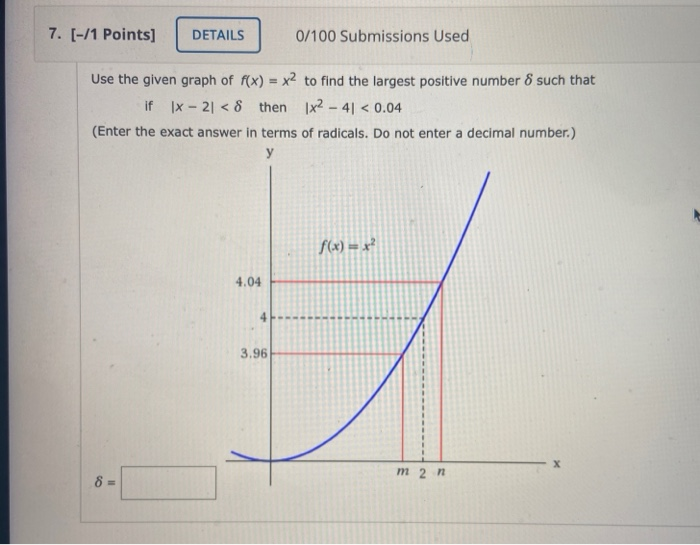 Solved 6. (-/1 Points] DETAILS 0/100 Submissions Used Use | Chegg.com