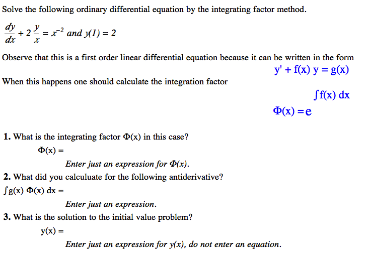 Solved Solve the following ordinary differential equation by | Chegg.com