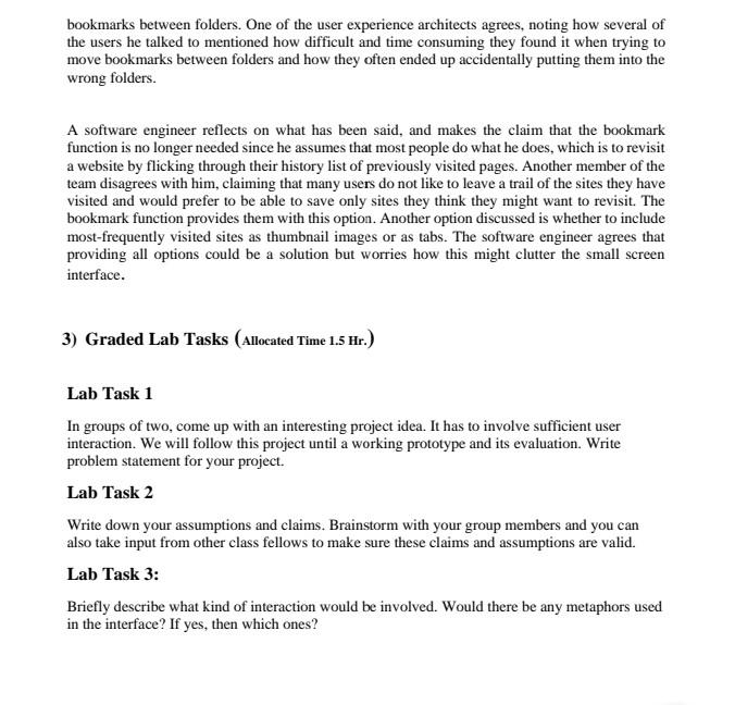 Lab Task 1 In groups of two, come up with an | Chegg.com