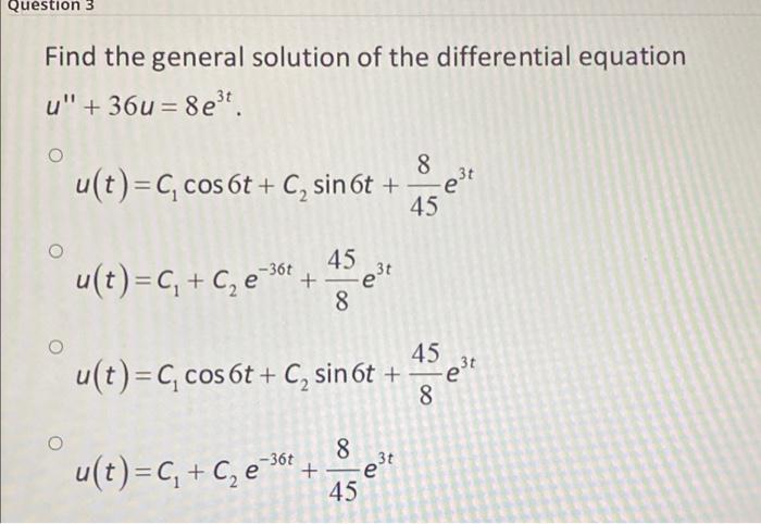 Solved - St L Determine the form of a particular solution | Chegg.com