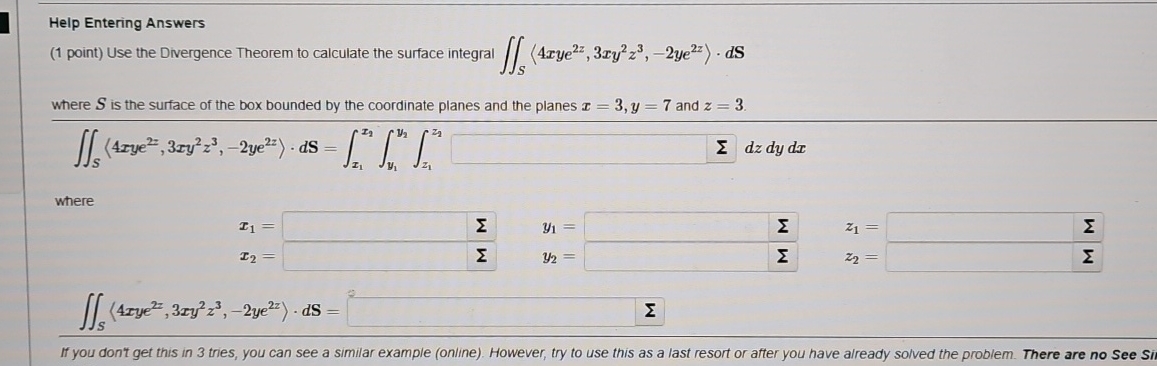 Solved Help Entering Answers(1 ﻿point) ﻿Use the Divergence | Chegg.com