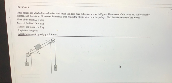Solved QUESTION 2 7 Three blocks are attached to each other | Chegg.com