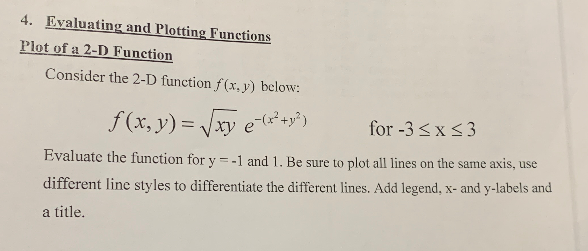 Solved Evaluating and Plotting FunctionsPlot of a 2-D | Chegg.com
