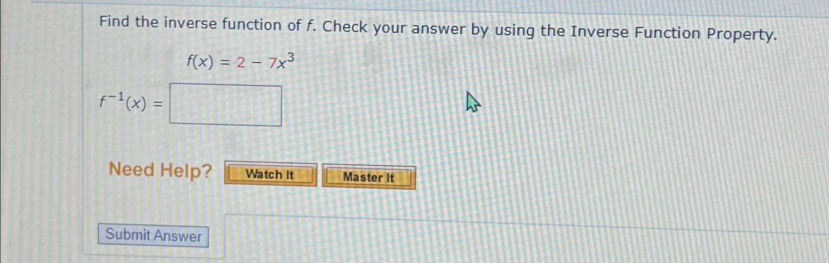 Solved Find the inverse function of f. ﻿Check your answer by | Chegg.com