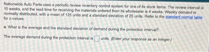 Solved Nationwide Auto Parts uses a periodic review | Chegg.com