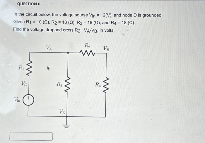 Solved In the circuit below, the voltage sourse Vin =12( V), | Chegg.com