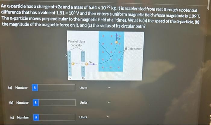 Solved An a-particle has a charge of +2e and a mass of | Chegg.com