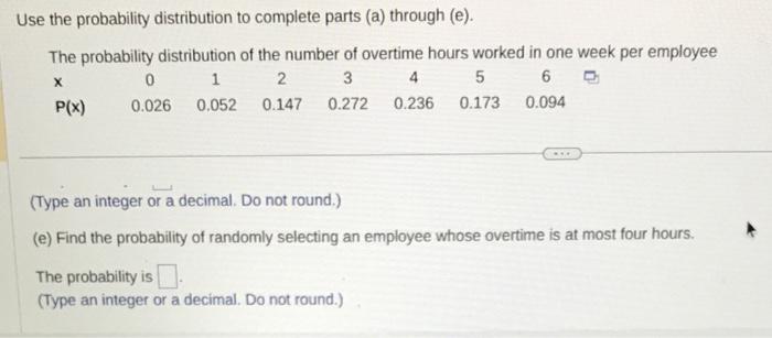 Solved Use the probability distribution to complete parts | Chegg.com