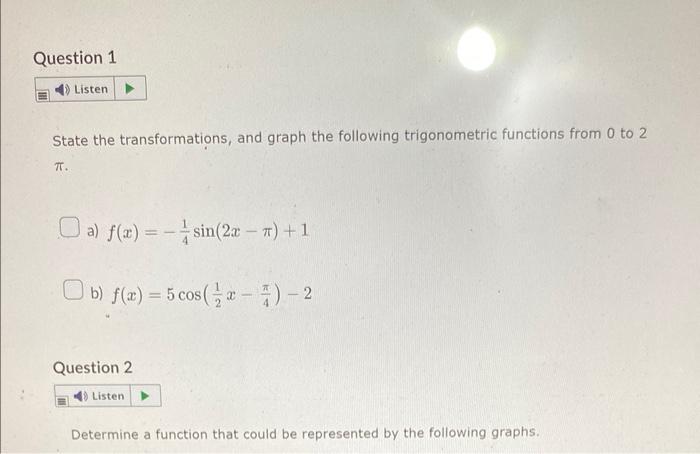 [Solved]: State the transformations, and graph the followin