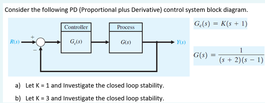 Solved Consider the following PD (Proportional plus | Chegg.com