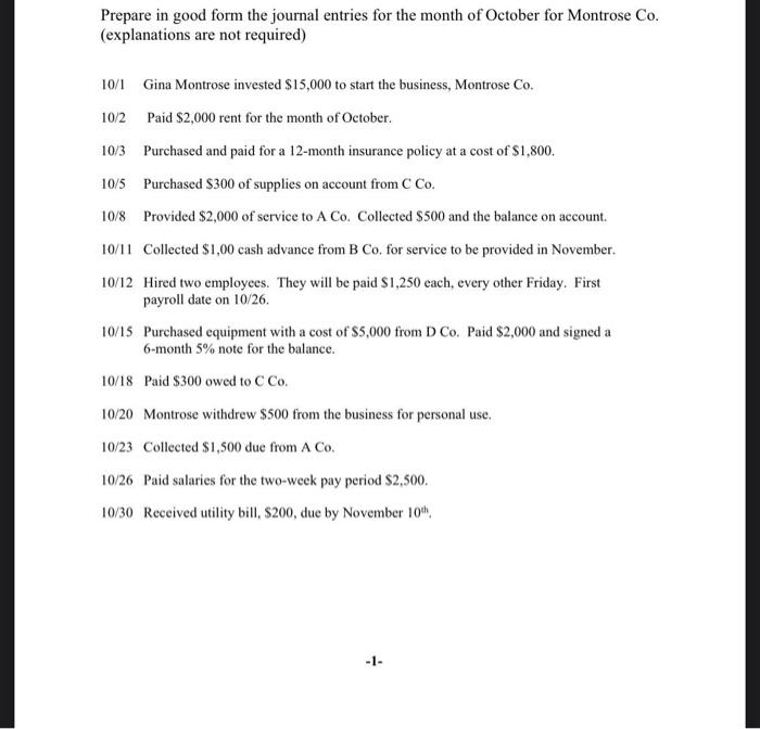 Solved Prepare in good form the journal entries for the | Chegg.com