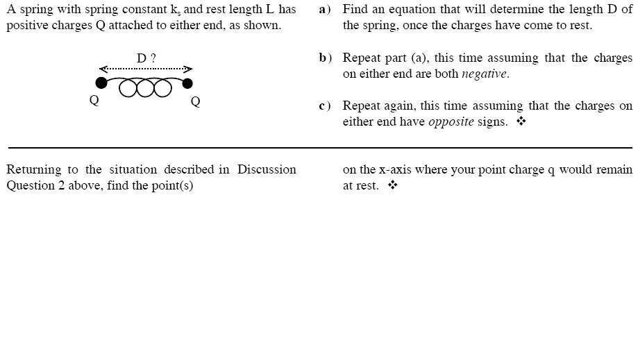 Solved A spring with spring constant ks and rest length L | Chegg.com