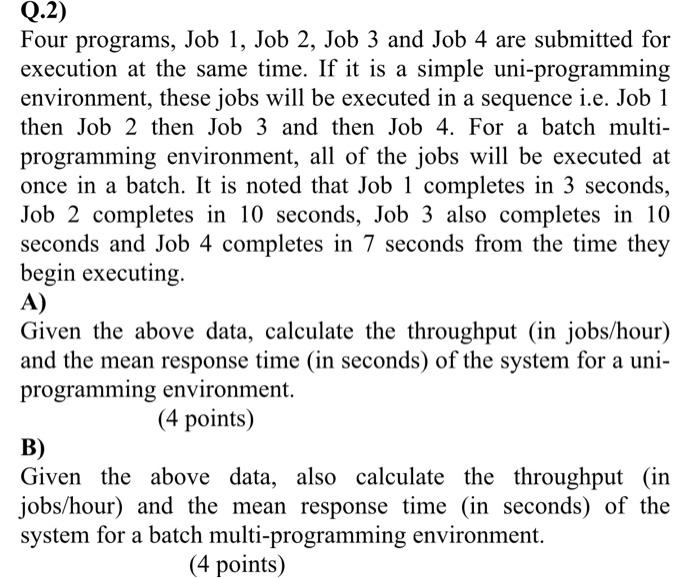Solved Q.2) Four programs, Job 1, Job 2, Job 3 and Job 4 are | Chegg.com