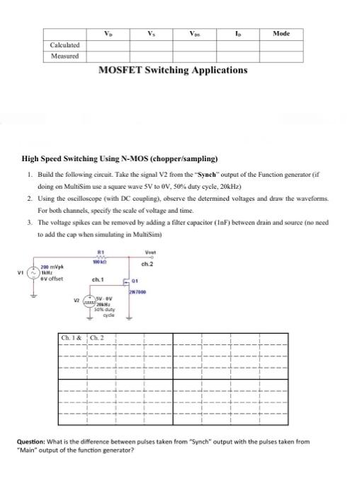1 Look Up The Data Sheet For The E Mosfet