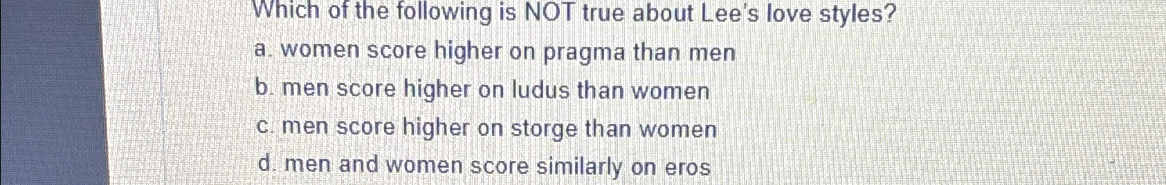 Solved Which of the following is NOT true about Lee's love | Chegg.com