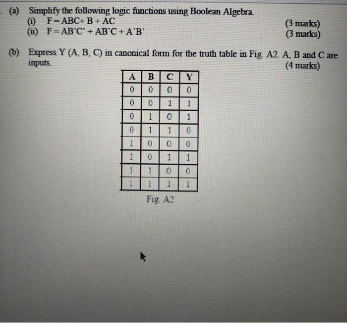 Solved (a) Simplify the following logic functions using | Chegg.com