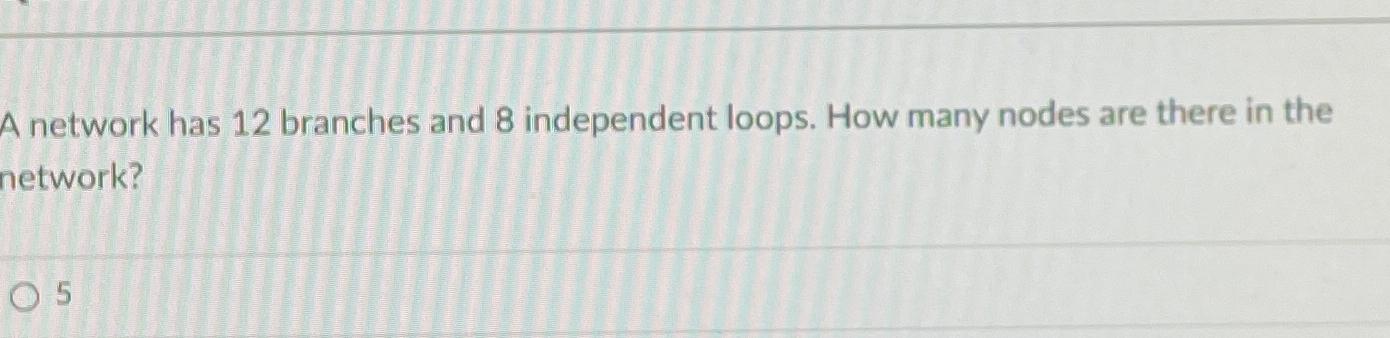 Solved A network has 12 ﻿branches and 8 ﻿independent loops. | Chegg.com