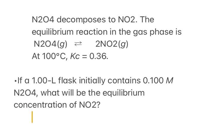 N2O4 decomposes to NO2. The equilibrium reaction in | Chegg.com