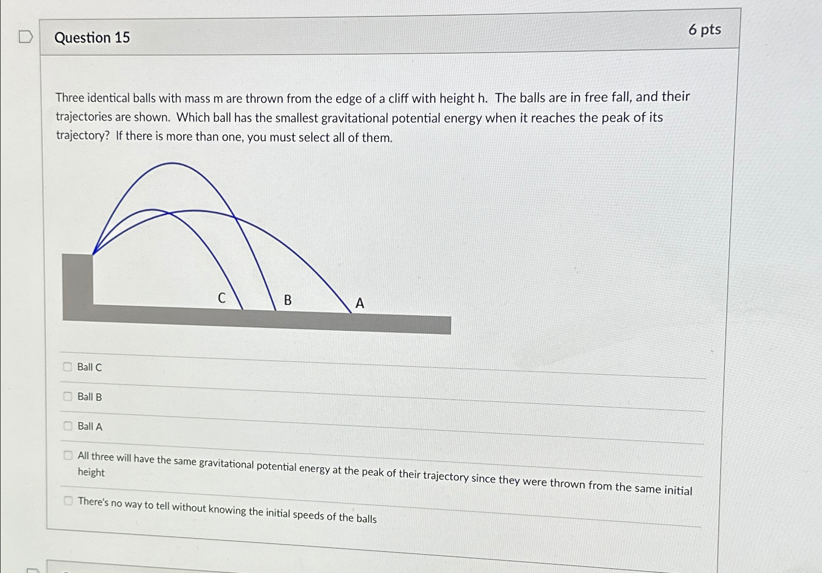 Solved Question 156ptsThree identical balls with mass m ﻿are | Chegg.com