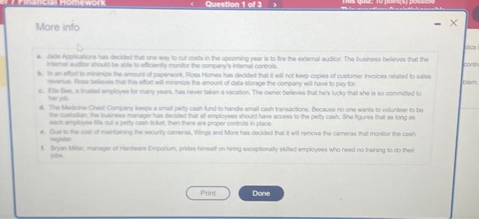 Solved a. d. e. f. as an internal control weakness. (Click | Chegg.com