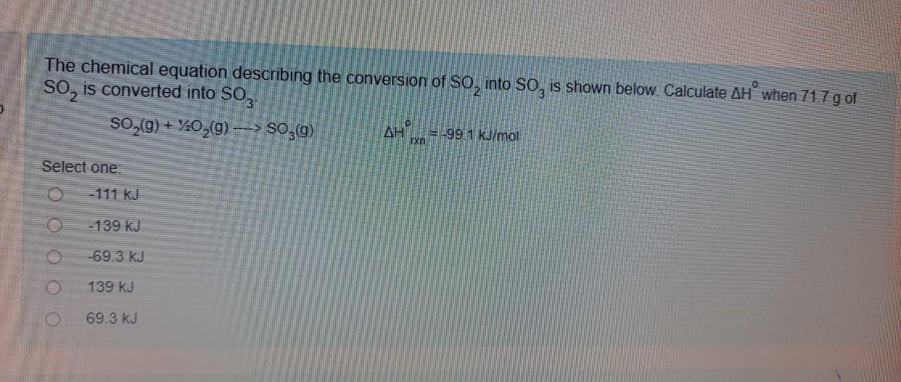 Solved The chemical equation describing the conversion of | Chegg.com