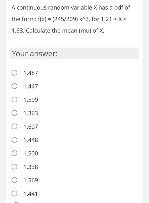 Solved A continuous random variable X has a pdf of the form: | Chegg.com