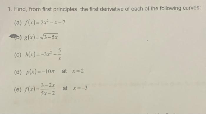 Solved can you answer these using first principle. question | Chegg.com