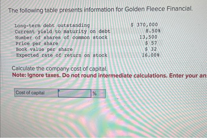 Solved The following table presents information for Golden | Chegg.com