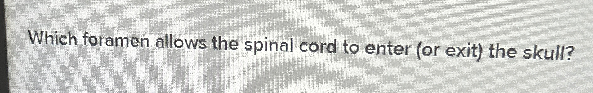 Solved Which foramen allows the spinal cord to enter (or | Chegg.com