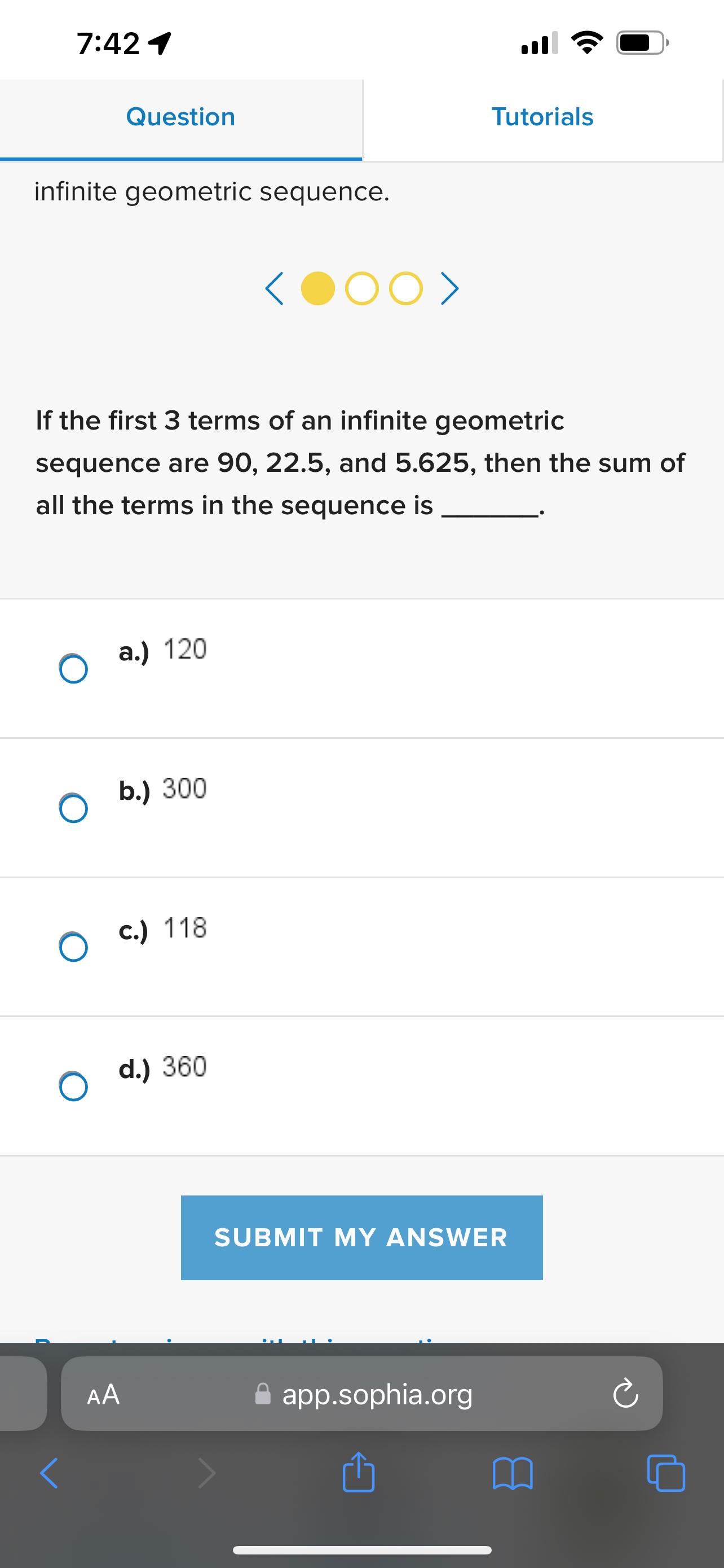 Solved 7:421QuestionTutorialsinfinite geometric sequence.If | Chegg.com