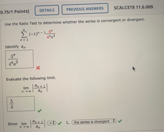 Solved DETAILS PREVIOUS ANSWERS SCALCET8 11.6.009. 0.75/1 | Chegg.com