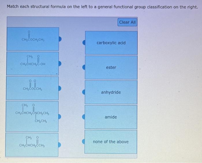 Solved Match each structural formula on the left to a | Chegg.com