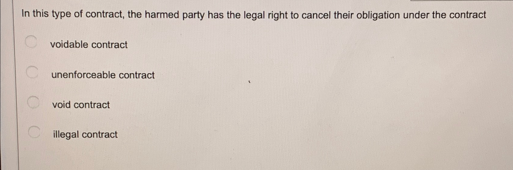 Solved In this type of contract, the harmed party has the | Chegg.com
