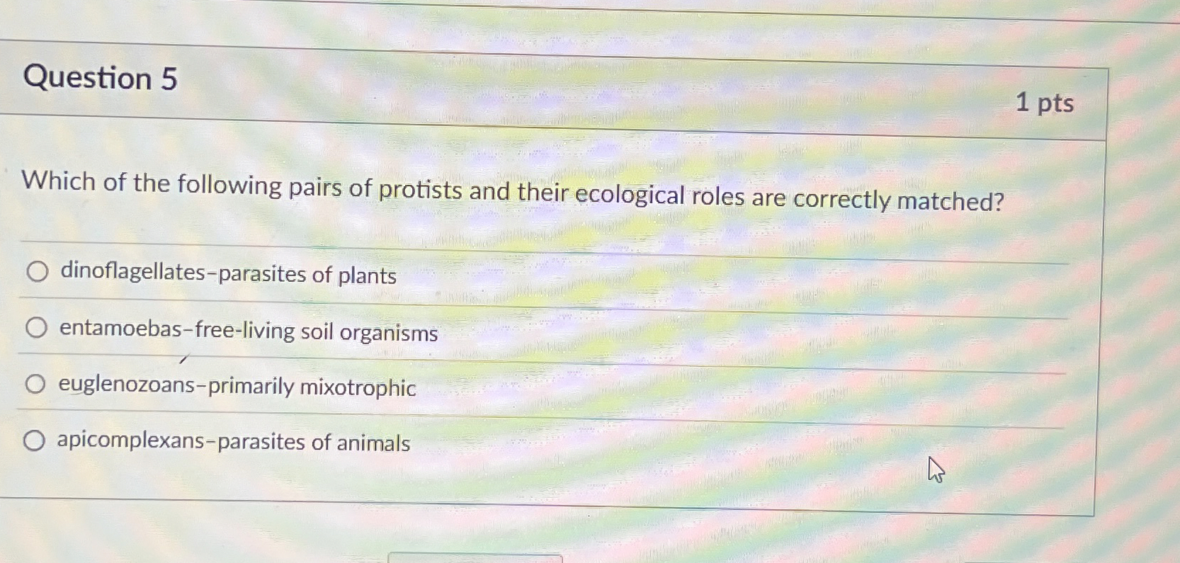 Solved Question 5Which of the following pairs of protists | Chegg.com