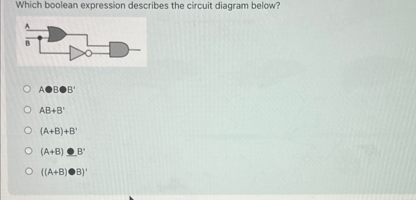 Solved Which boolean expression describes the circuit | Chegg.com