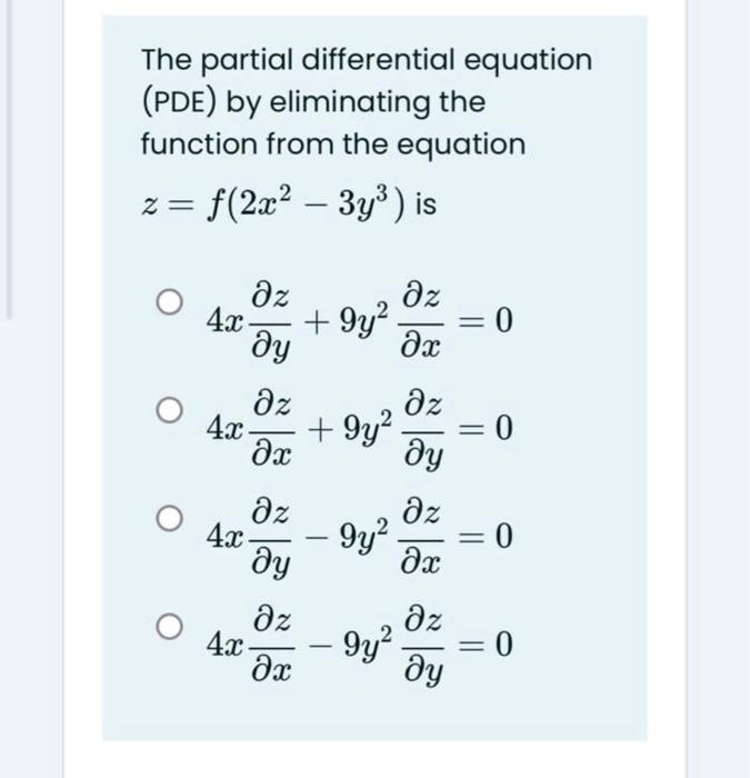 Solved only answerThe partial differential equation (PDE) by | Chegg.com