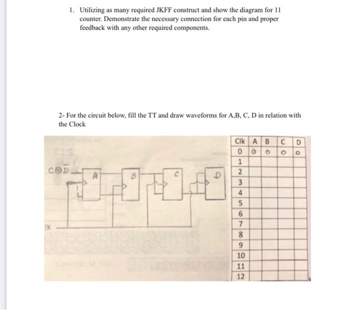 Solved 1. Utilizing as many required JKFF construct and show | Chegg.com